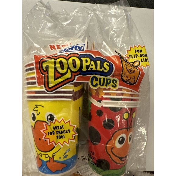 Hefty | Other | New Retro Hefty Zoopals Cups Zoo Pals 8 Animal Cups D33 ...